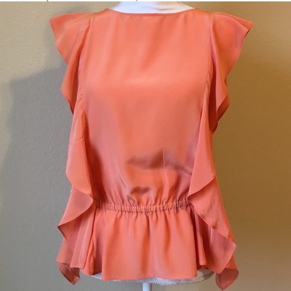 Alice + Olivia | Tops | Alice Olivia Orange Ruffle Blouse | Poshmark